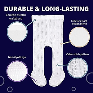 LA ACTIVE Baby Girl Tights Warm Cotton Leggings Tights, Non-Skid Seamless Cable Knit Stockings for 1T-2T Infant Toddler, Burgundy/Gold/Vanilla/Charcoal/Black-5 Pairs