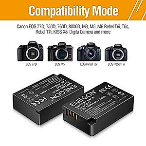 ENEGON 2 Pack LP-E17 Camera Battery 1040mAh with Micro USB Dual Charger for Canon Rebel SL2, T6i, T6s, T7i, EOS M3, M5, M6, EOS 200D,250D, 77D, 750D, 760D, 800D, 8000D, KISS X8i, RP Digital SLR Camera