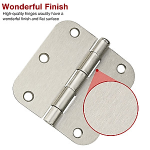 18 Pack Nickel Door Hinges Brushed Nickel 3 1/2 Interior Door Hinges Satin Nickel 3.5 Inch with 5/8” Radius Corners 3 ½"x 3 ½" Silver Hardware Controls