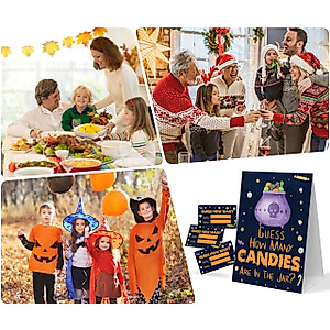 Halloween Baby Shower Decorations,Guess How Many Candies Are In The Jar,Baby Shower Game,Bridal Shower Candy,Halloween Party Favors Supplies,Thanksgiving Party,1 Sign & 50 Guess Cards-D4