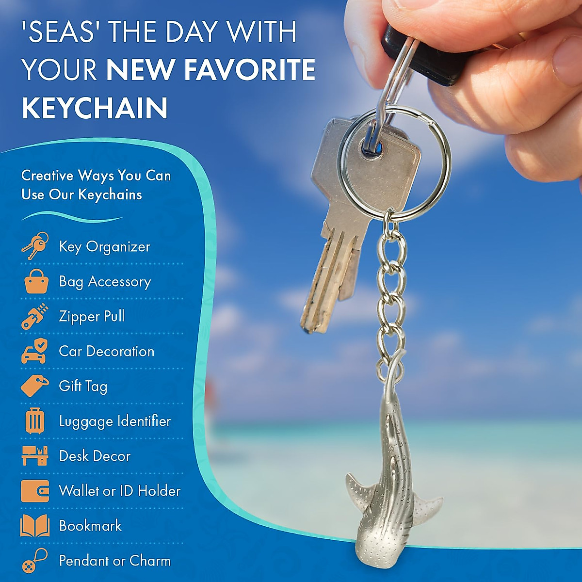 Blue Tang Keychain for Women and Teens-Key Chain Gifts for Women | Blue Tang Key Ring | Blue Tang Charms | Gifts for Ocean Lovers | Themed Keychains | Blue Tang Key Fob | Sea Life Key Chain