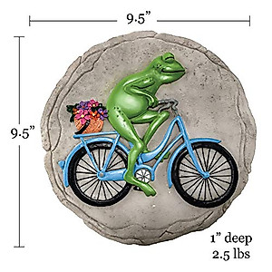 Spoontiques - Garden Décor - Frog on Bicycle Stepping Stone - Decorative Stone for Garden