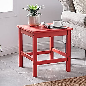 Psilvam Oversized Outdoor Side Table, 19.68" Poly Lumber Adirondack Side Table, Weather Resistant Patio Side Table for Poolside, Garden and Front Porch (Red)