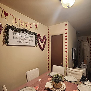 LOVE Heart XO Garlands Banner for Valentine's Day DIY Felt Decorations & 80 PCS Red Hanging String Hearts Birthday Party Flag Wedding/Home/Anniversary Supplies