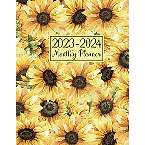 2023-2024 Monthly Planner: Two year Agenda Calendar with Holidays and Inspirational Quotes sunflower large organizer and Schedule 8.5x11