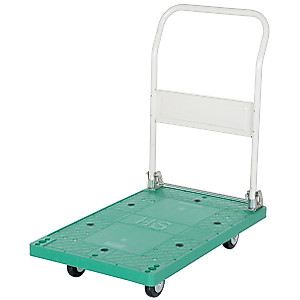 Vestil FPT-2133 Plastic Platform Truck with Fold Down Handle, 500 lbs Capacity, 33" Length x 21" Width x 6-1/2" Height Deck