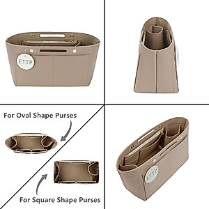 ETTP Purse Organizer Insert For Handbags, Felt Tote Bag Organizer Insert, Handbag Organizer, Compatible with Neverful Speedy and More, 6 Size (Medium,Beige)