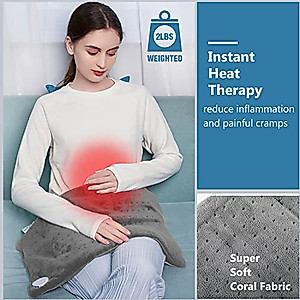 Tefici Weighted Heating Pad for Back Pain and Cramps-Fast Pain Relief-2 lbs Electric Heating Pad for Neck and Shoulders,12” X 24” XL Large Size Heat Pad with 3 Temperature Settings,2 Hours Auto-Off