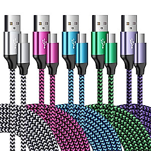 USB C Cable 3FT, 5Pack USB A to Type C Fast Charging Cable Nylon Braided Android Phone Charger Cord for Samsung Galaxy A54 A53 A73 S23 S22 Ultra 5G S21 S20 S10e A14 A13 Note20 A72 A52s Pixel 7 6 Pro