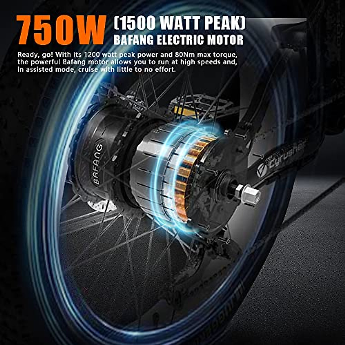 Cyrusher Kuattro Step-Through Ebike 750W BAFANG Motor 52V 17Ah Battery 26" x 4.0" Fat Tire Electric Bike for Adults Shimano 7-Speed Front Fork Suspension 3.7'' LCD Display (Kuattro 17Ah White)