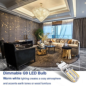 YGS-Tech Dimmable G9 LED Bulbs, 4W(35W Halogen Equivalent), 3000K Warm White, CRI80, G9 Base Bulb for Chandelier, Interior Decoration Lighting, Commodity Display Lighting, 6-Pack