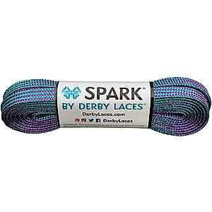 Derby Laces Spark Purple and Teal Stripe Shoelace, for Shoes, Skates, Boots, Roller Skating, Roller Derby, Hockey and Ice Skates (96 Inch / 244 cm)