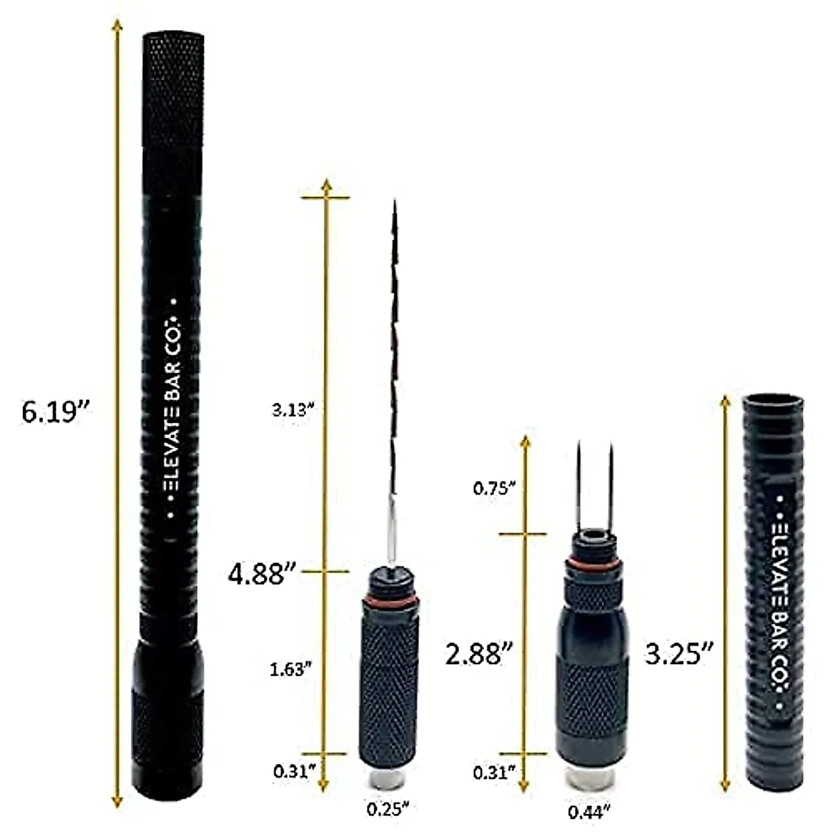 Elevate Bar Co.™ Heavy Duty 4-in-1 Cigar Punch Tool, Dual Size Punch (20 – 70 Gauge Cigar), Enhance Draw Pick Tool, and 2-Prong Nubber