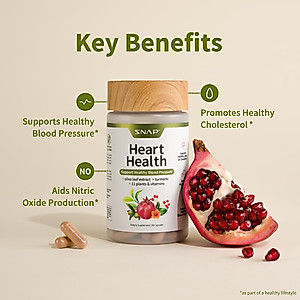 Snap Supplements Heart Health Supplements and Blood Circulation Supplements, 180 Capsules
