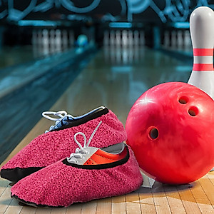 Zhanmai Pink Fuzzy Bowling Shoes Covers Women's Reusable Non Slip Bowling Shoes Protector Washable Boot Cover Soft Foot Covers for Bowling, Household, Office, Laboratory, Size 7-8.5