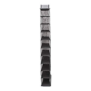 Simplify 10 Shelf Shoe Organizer | Dimensions : 5.91" D x 11.81" W x 47.24" H | Storage Velcro | Foldable | Closet Organization | Grey