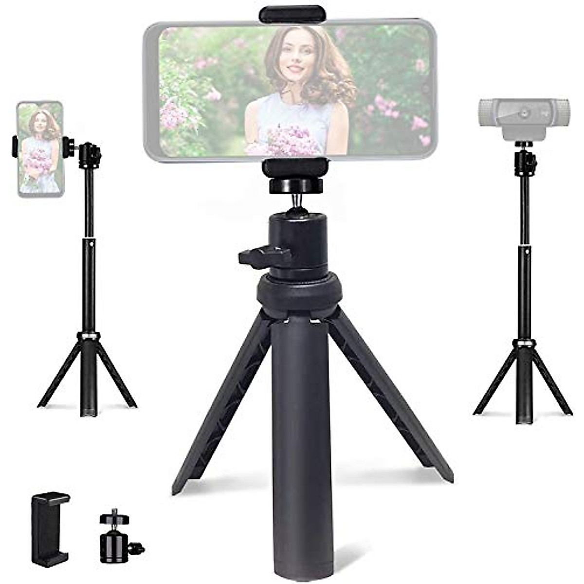 NexiGo Lightweight Mini Tripod for Camera/Phone/Webcam, Extendable Stand, for NexiGo Logitech Webcam C920 C922 C925e C922x C930e C930 C615 Brio and Other Devices with 1/4" Thread