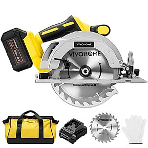 VIVOHOME 7-1/4-Inch Circular Saw Kit, 20V Brushless 4000 RPM, Max Cutting Depth 2-12/25"(90°), 1-5/8"(45°), Cordless Saw with a 4.0-Ah Battery, Fast Charger, and Carrying Bag