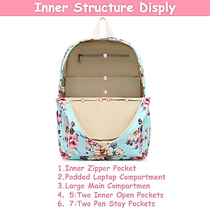 Bluboon School Backpack Set Girls Womens Laptop Bookbag Casual Daypack Fits 15 inch Laptop with Lunch Tote Bag and Pencil Bag