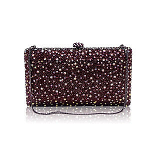 Luxury Rhinestone Clutch for Women Formal Event Crystal Evening Handbag with Chain AB Stone Box Purse Amethyst AB