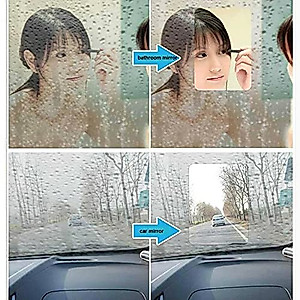 2PCS Film Anti Rain Water Repellent Film Car Mirror Window Clear Films Anti Dazzle Rearview Mirror Anti Fog Rainproof Film (Elliptic-110x85mm)
