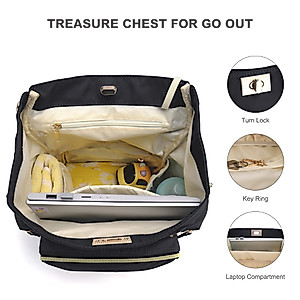 VS VOGSHOW Diaper Bag Backpack, Multifunction Baby Bag Backpack, Modern Baby Diaper Backpack, Stylish Maternity Nappy Bag, Black