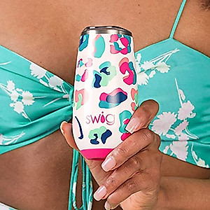 Swig Life 6oz Triple Insulated Stainless Steel Stemless Champagne Flute with Lid, Double Wall, Vacuum Insulated Champagne Tumbler Glass (Diamond White)