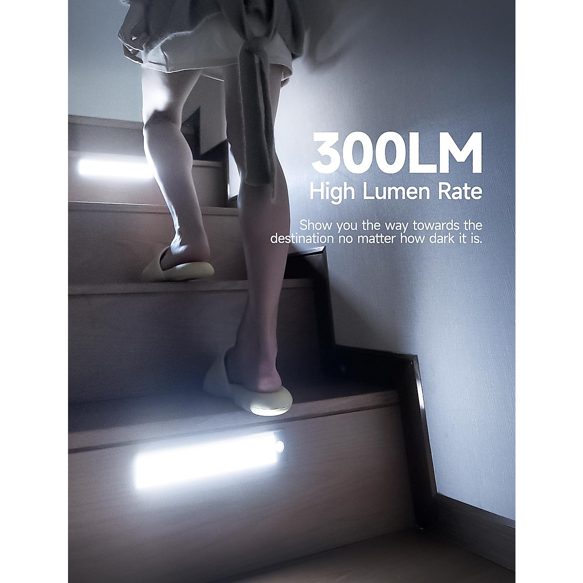 YIGER 2 Packs Under Cabinet Lights, 2000mAh Rechargeable 62 LED White Lighting, Wireless Motion Sensor Light Indoor,4 Modes Night Light, Stick-On Magnetic Closet Lights for Kitchen, Hallway