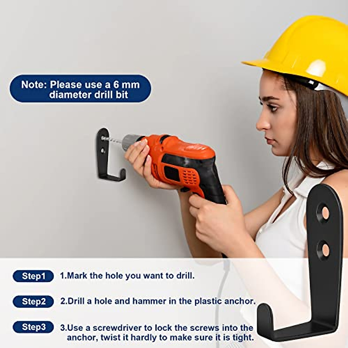 CGBE Coat Hooks for Wall, Heavy Duty Outdoor Hooks for Hanging Towel No Rust Outside Towel Hooks Wall Mounted with Screws and Anchor for Key, Towel, Bags, Cup, Hat (4 Pack Black)