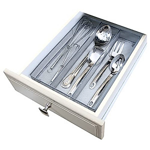 Smart Design 3 Compartment Drawer Organizer - Steel Metal Mesh Tray - Makeup Tray, Vanity, Utensils, Silverware Storage Bin - Kitchen - Silver