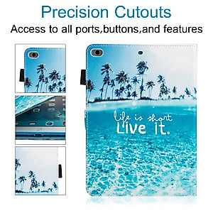 Dteck Case for iPad 9.7 inch 2018 2017 / iPad Air Case/iPad Air 2 Case, PU Leather Folio Smart Cover with Auto Sleep Wake Stand Wallet Case for Apple iPad 6th / 5th Gen,iPad Air 1/2, Beach Live it