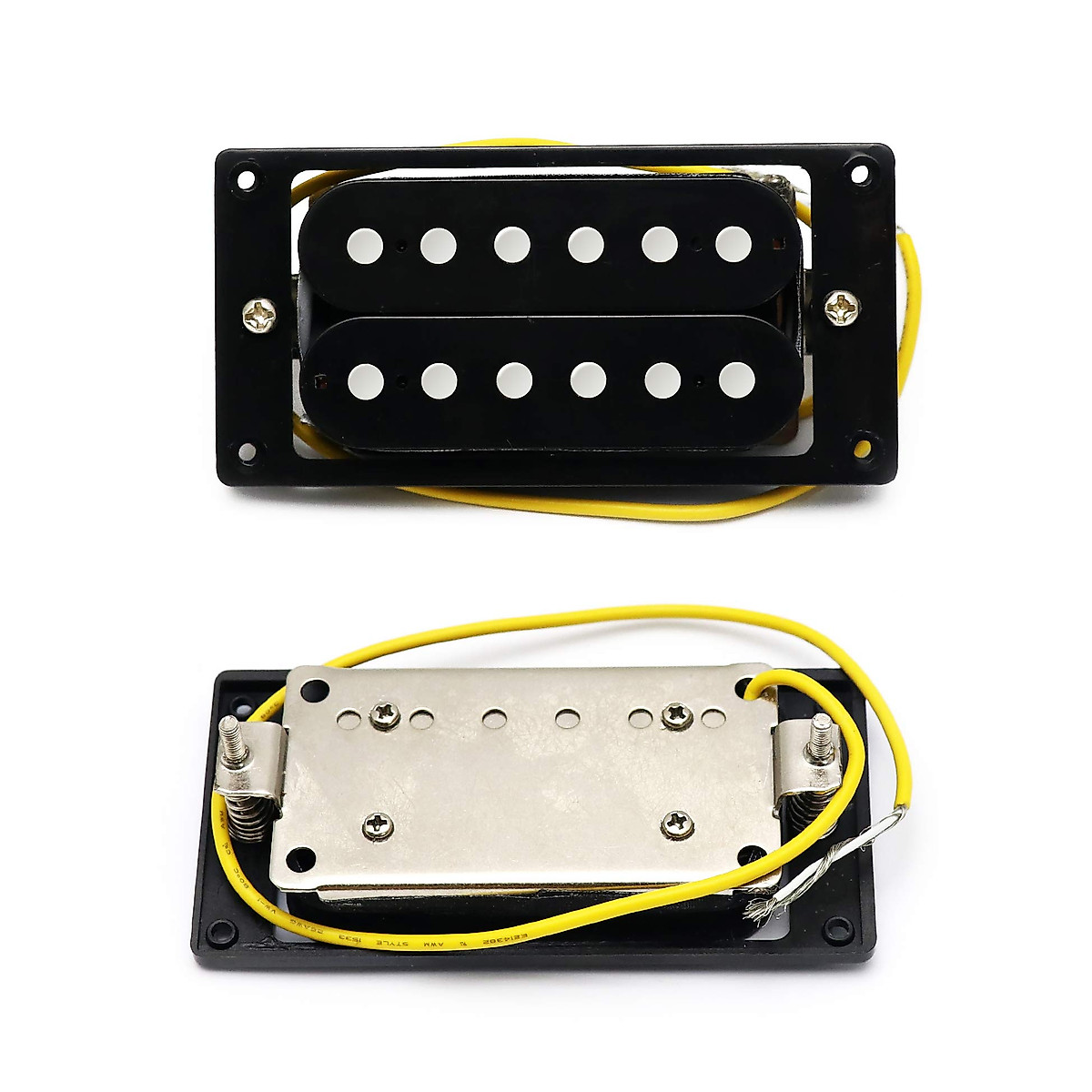 Metallor Electric Guitar Humbucker Pickup Double Coil Ceramic Magnet Pickup Guitar Parts Replacement Neck and Bridge Set of 2Pcs Black.
