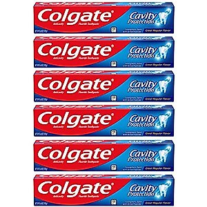 Colgate Cavity Protection Toothpaste with Fluoride, Great Regular Flavor, 6 Ounce (Pack of 6)