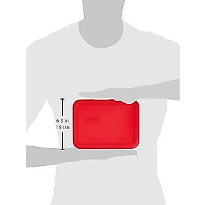 Pyrex 3-Cup Single Rectangular Food Storage Container with Lid, Non-Toxic, BPA-Free Lid, Tempered Non-Pourous Glass, Microwave, Dishwasher, Freezer and Oven Safe, Red