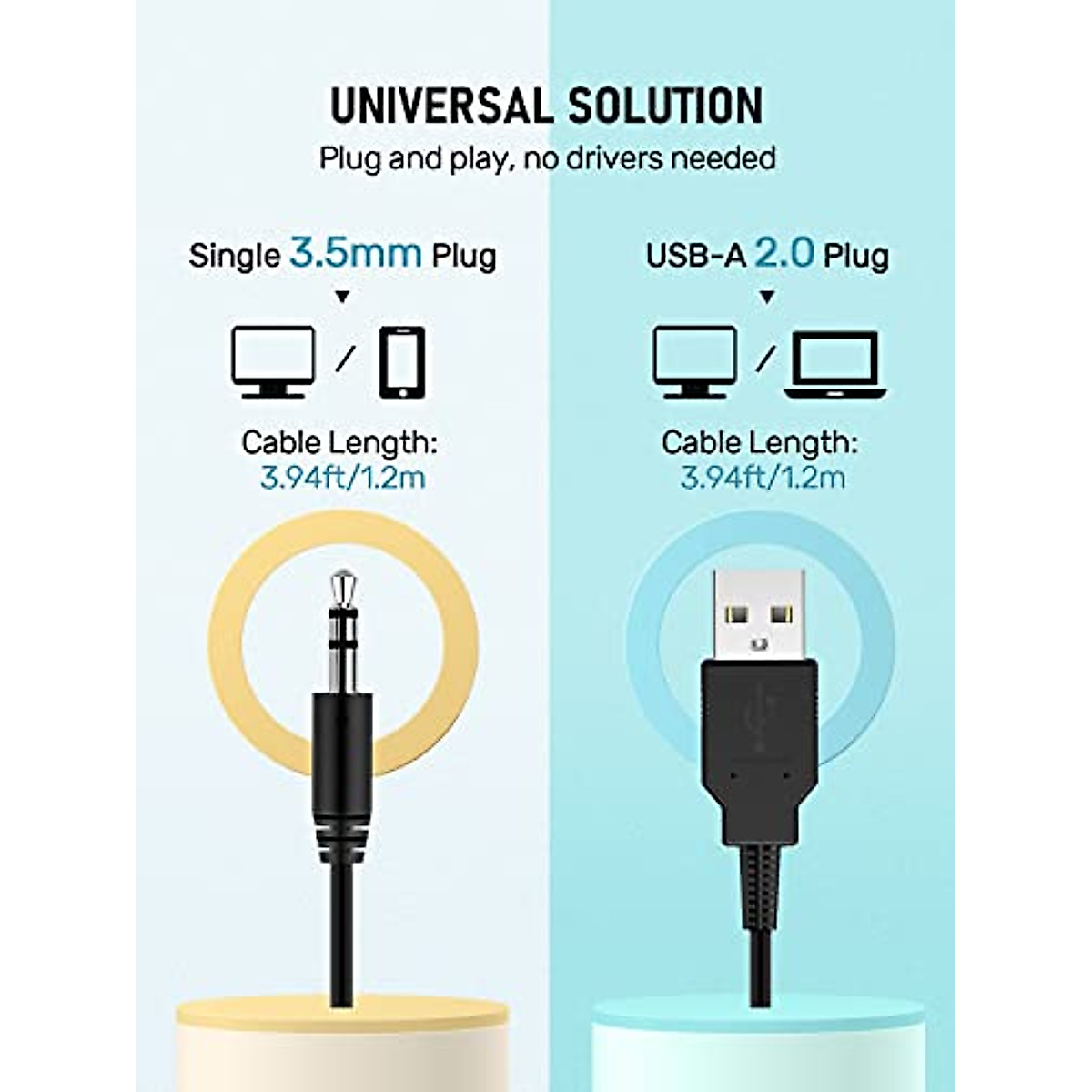 XAPROO USB Headset with Microphone for PC, 3.5mm Headset with Microphone for Laptop, Quality Computer Headset with Mute/Sidetone, USB Headphones with Microphone Noise Canceling for Zoom MS Teams