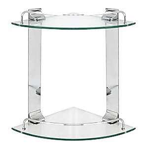 MODONA Double Corner Glass Shelf with Rail – Polished Chrome – 5 Year Warrantee