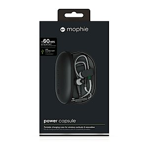 mophie Power Capsule External Battery Charger for Fitbit Flex, Beats by Dre, JBL Wireless Earbuds - Black