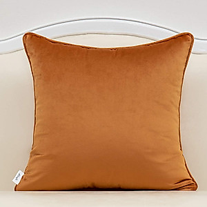 Alerfa 18 x 18 Inch Square Diamond Plaid Striped Embroidery Cut Velvet Cushion Case Luxury Modern Throw Pillow Cover Decorative Pillow for Couch Sofa Living Room Bedroom Car, Orange