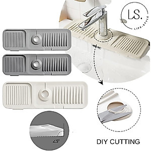 Life-Style, Silicone Faucet Mat, 17.7'' x 5.5'' Kitchen Sink Splash Guard,Sink Draining Pad Behind Faucet, 3 colors… (dark grey)