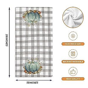 GAGEC Fall Kitchen Towels Watercolor Pumpkin Floral Fall Dish Towels Set of 4, Autumn Holiday Tea Towel 18 x 26 Inch Hand Drying Cloth Towel for Kitchen Home Decoration