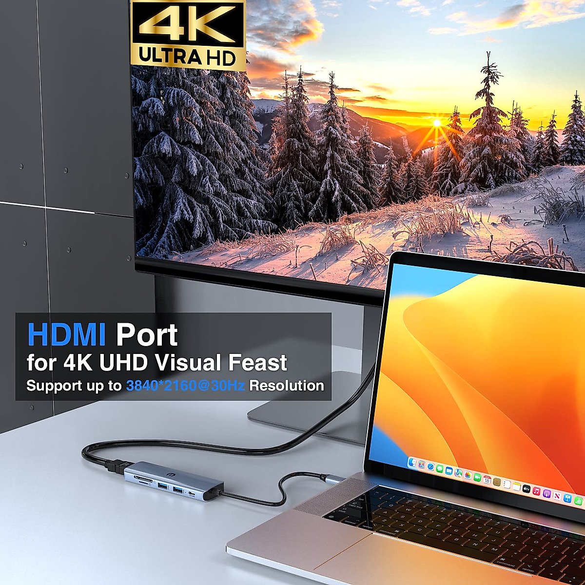 HOPDAY USB C Hub, USB C Adapter 6 in 1, USB C Hub Multiport Adapter USB C Dock with 4K HDMI, USB 3.0, PD 100W, SD/TF, MacBook Pro/Air iPad Pro Adapter, for Laptop, Surface Pro 8