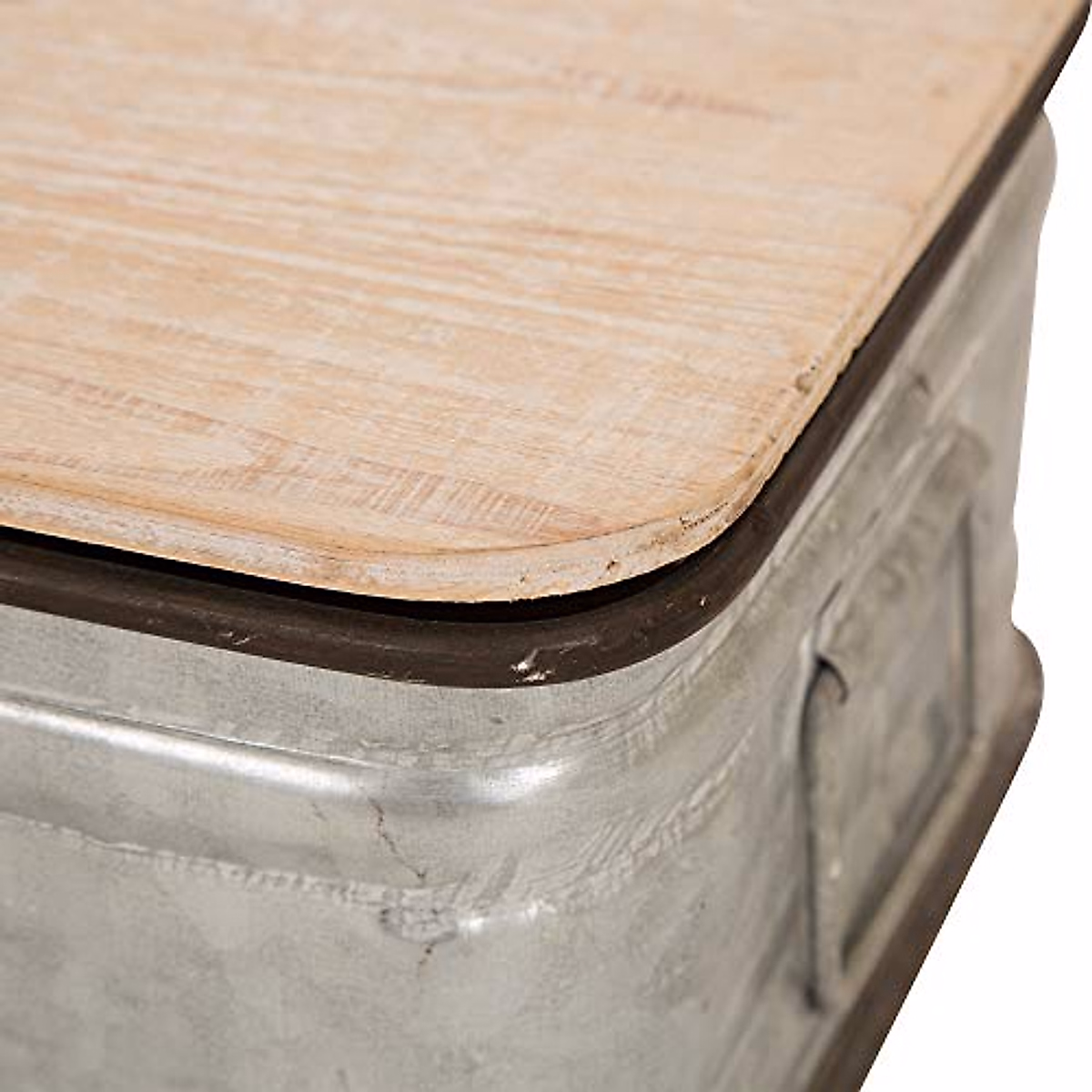 glitzhome Set/2 Farmhouse Metal Storage Nesting Boxes with Wooden Lids Galvanized Storage Chests Small and Large