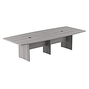 Bush Business Furniture Conference Table for 8-10 People | Boat Shaped 10 FT Engineered Wood Meeting Desk with Wooden Base for Office Boardrooms, 120W x 48D, Platinum Gray