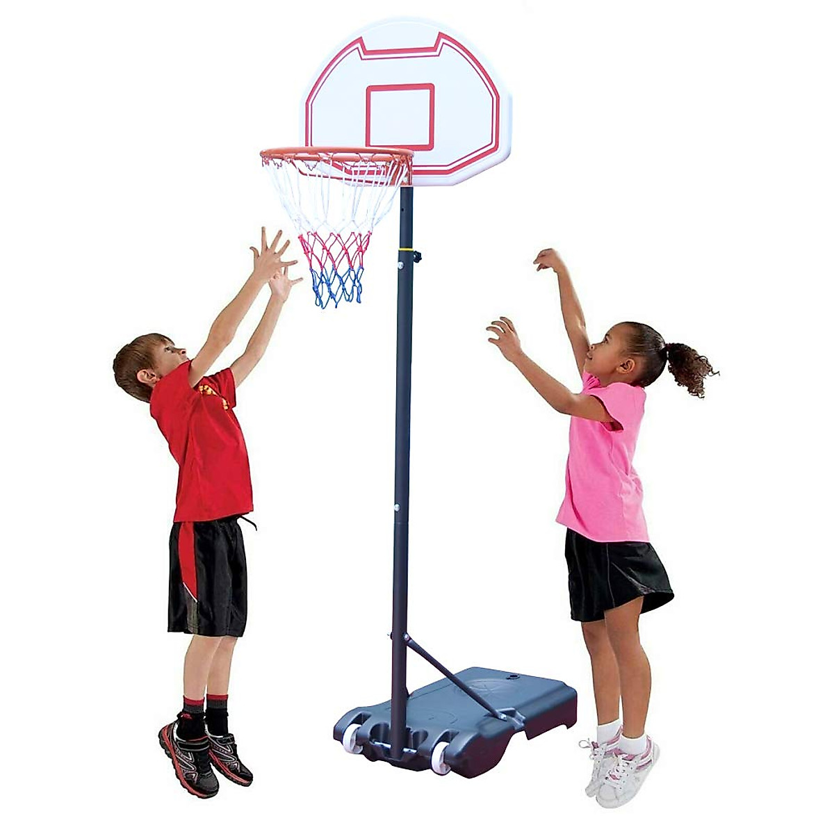 Sibosen Basketball Hoop Outdoor, 6.5-8ft Height Adjustable, Portable Basketball Goal System w/Wheels, 29 Inch Backboard, Swimming Pool Basketball Hoop & Goal for Kids/Adults Indoor