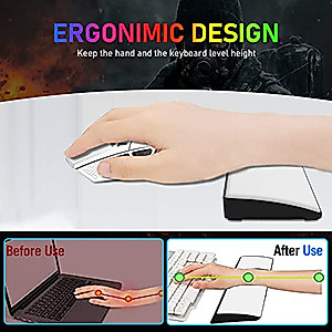 Wireless Gaming Keyboard Mouse and Wrist Rest Set with 87 Key Rainbow Backlight Rechargeable 3800mAh Battery Mechanical Feel Anti-ghosting Ergonomic Waterproof Mute Mice for PC Mac Gamer (White Mix)