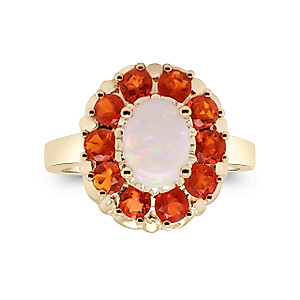 Gin & Grace 14K Yellow Gold Australian Opal Ring for Women | Ethically, authentically & organically sourced (Oval-Cut) Shaped Opal Hand-Crafted Jewelry for her | Opal Ring for Women