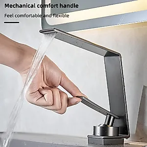 PRANOHD Bathroom Waterfall Matte Black Faucets, RV Restroom Bath Face Basin Bar Lavatory Kitchen Commercial Vanity Sinks Water Replacement, Peerless Unique Modern 6 Inch Brass One 1 Hole Single Handle