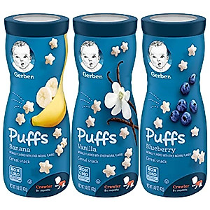 Gerber Puffs Variety Pack, 1 Banana, 1 Vanilla, 1 Blueberry, 3 CT