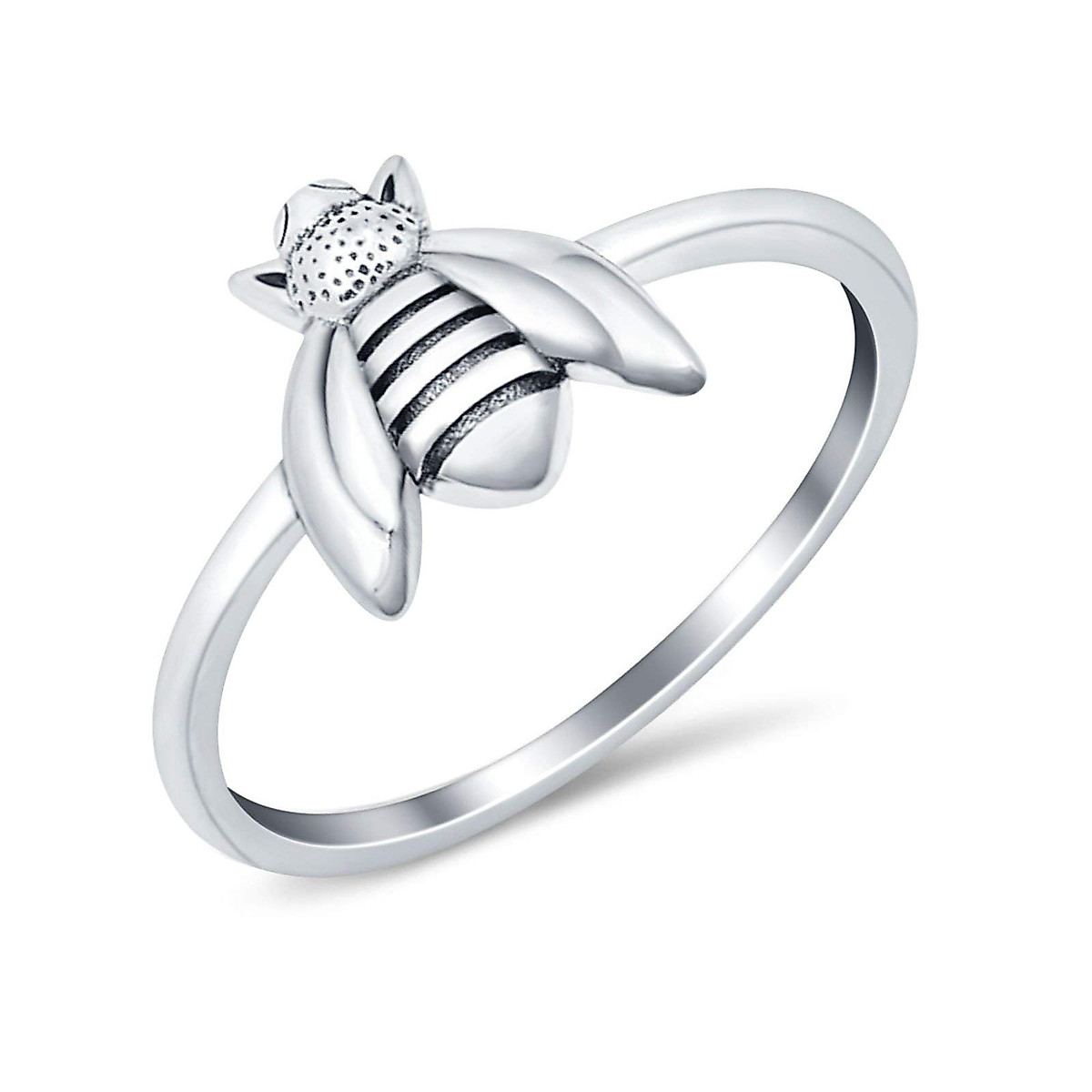 Blue Apple Co. Sterling Silver Size-8 Bumble Bee Ring Oxidized Band 925 Sterling Silver