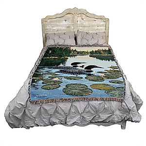 Pure Country Weavers Enchanted Passage Loons Blanket by Derk Hanson - Lake Lodge Cabin Gift Tapestry Throw Woven from Cotton - Made in The USA (72x54)